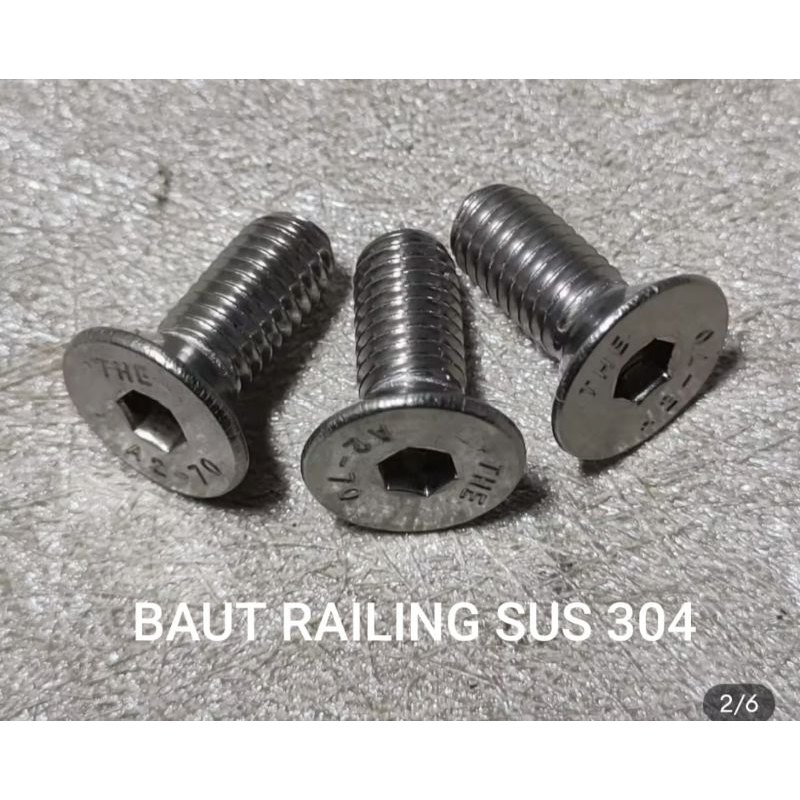 Jual Baut Verseng M8 Stainless steel M8 x1,6 cm dan M8x3 cm | Shopee Indonesia
