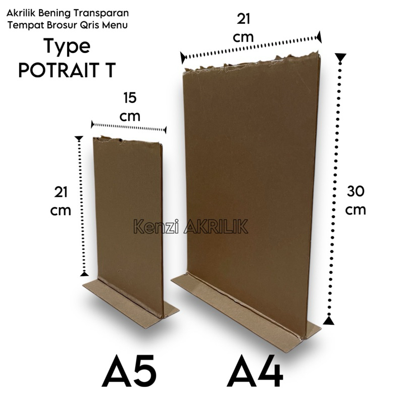Jual Akrilik Bening Tempat Brosur MENU ukuran A4, A5 Tebal 2mm POTRAIT ...
