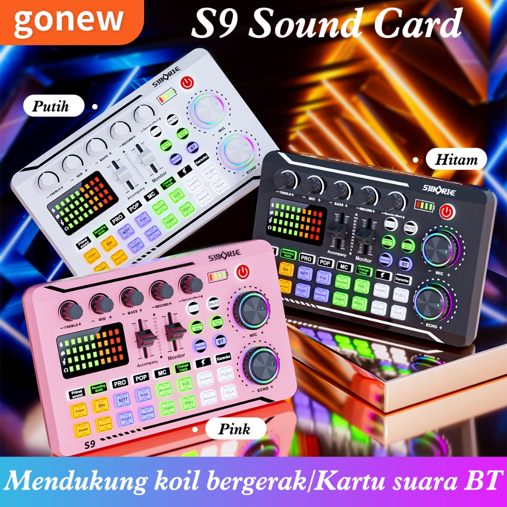 Jual Gonew S9 Sound Card Hitam, Putih, Pink Paket lengkap asli dengan ...