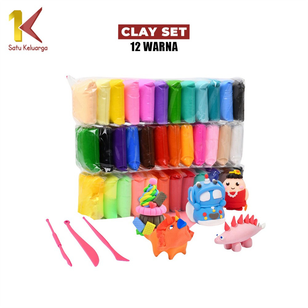 Jual Satu Keluarga Mainan Anak Clay Set Isi 12 Warna M363 Plastisin ...