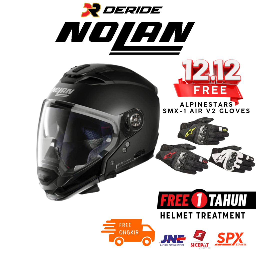 Jual Nolan N70.2 GT Classic N-Com 010 Flat Black Helm Modular Crossover ...