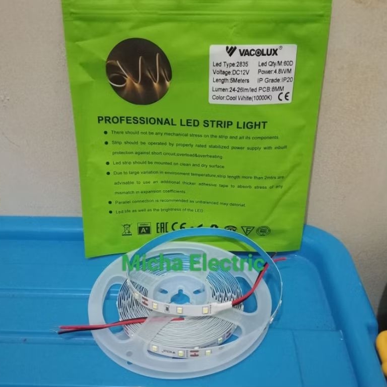 Jual Vacolux LED Strip 2835 12V 60LED 4,8W Indoor/ Strip Light 12V 2835 ...