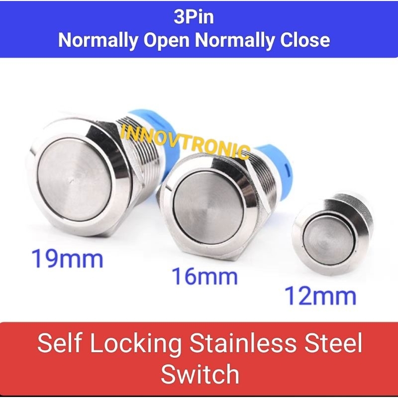 Jual 12mm 2Pin NO 16mm 19mm 3Pin NO NC Saklar Push Button Self Locking ...