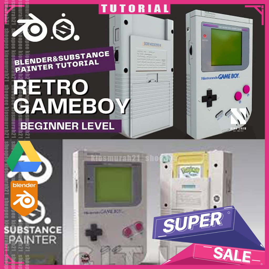 Jual Blender 3D - Creating a Nintendo GameBoy in Blender and Substance Painter 3D Blender ...