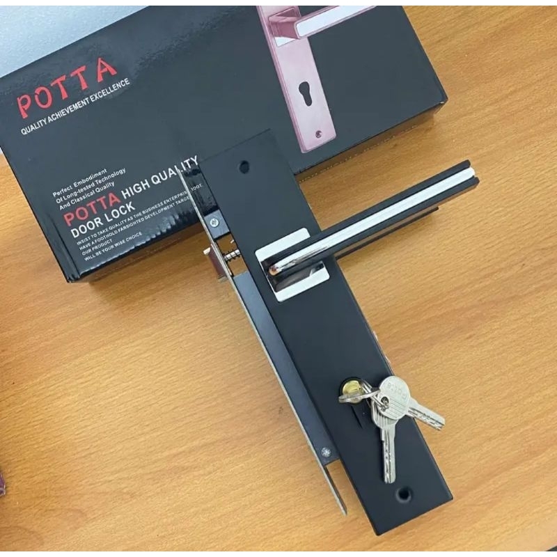 Jual Handle set kunci pintu besar 25cm hitam dof Handle kunci pintu ...