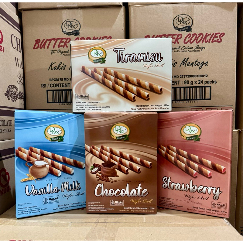 Jual Denex wafer roll 120gr 1 karton isi 24pcs | Shopee Indonesia
