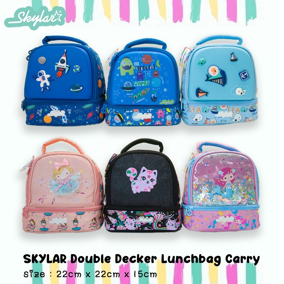 Jual SKYLAR Double decker lunchbag carry/ tas makan double decker SKLB ...
