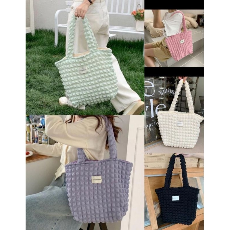 Jual Puffy Bag Pastel Sozzaka / Tote Bag Kuliah Aesthetic Stylish Ala ...