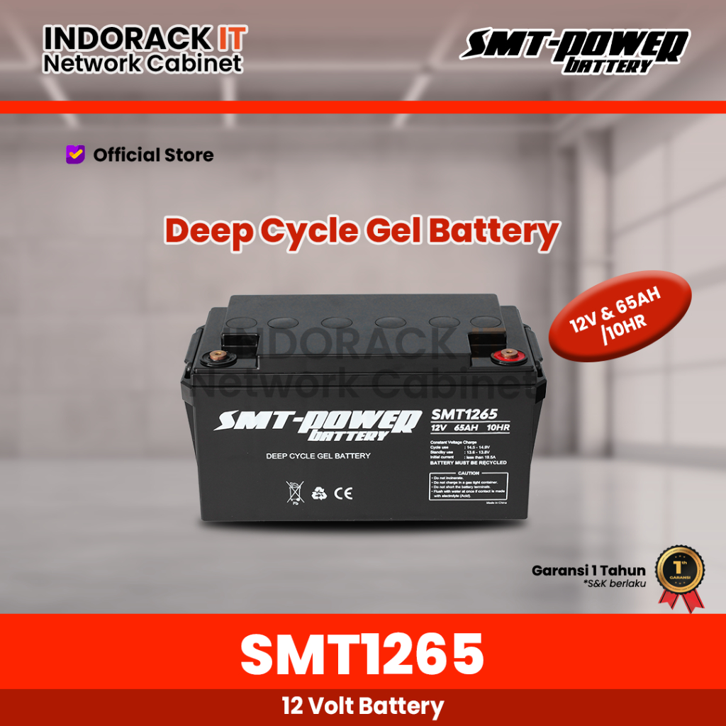 Jual Battery 12V 65AH Baterai Aki Kering UPS VRLA SMT POWER SMT1265 ...