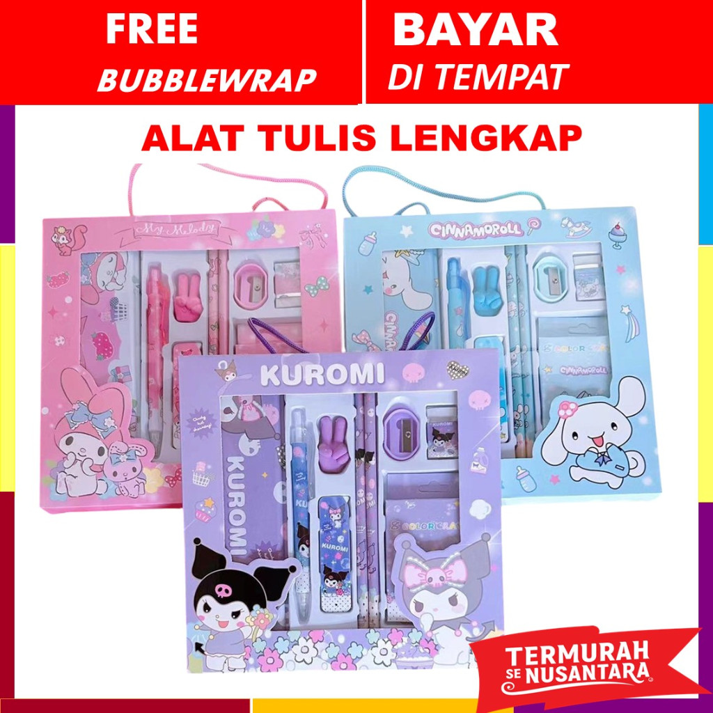 Jual alat tulis kuromi lengkap kotak pensil kuromi aesthetic besar serba kuromi melody sanrio ...