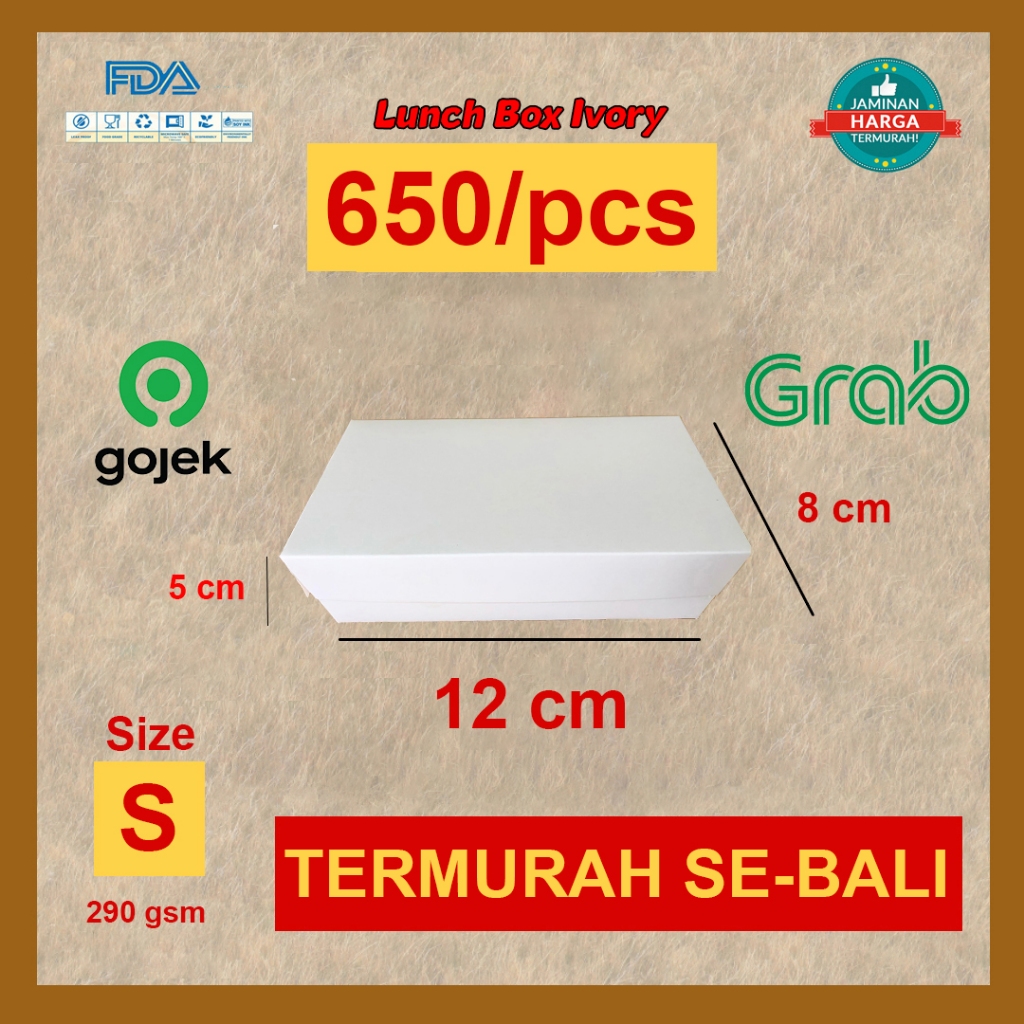 Jual PAPER LUNCH BOX SIZE S IVORY PUTIH FULL LAMINASI FOODGRADE 290 GSM ...