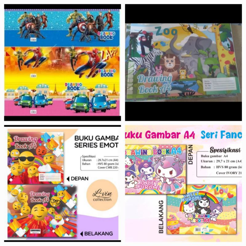 Jual 1 PAK ISI 10 PCS Buku gambar A4/ 1 Pack Buku Gambar BT S A4/ Karakter BOY & gIRL/emoticon ...