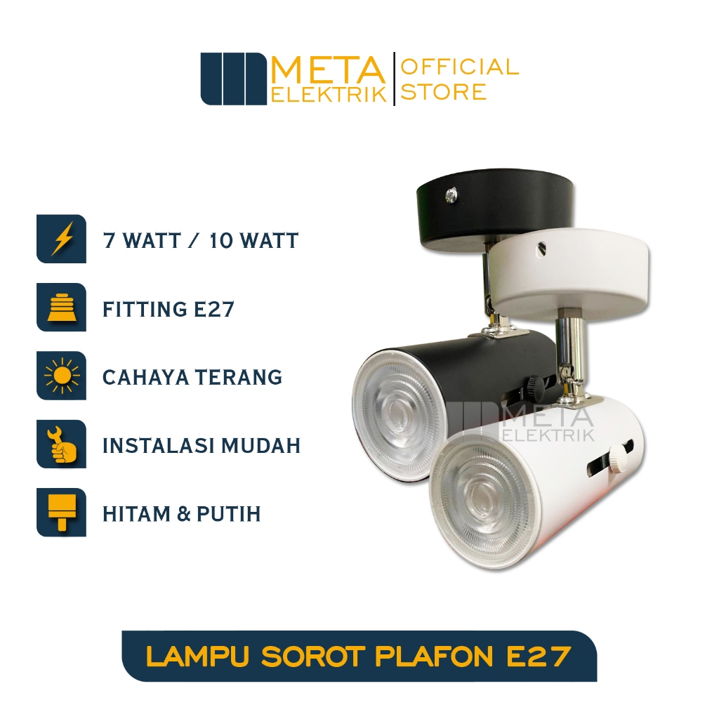 Jual Lampu sorot plafon tempel Hitam fitting e27 besi berkualitas ...