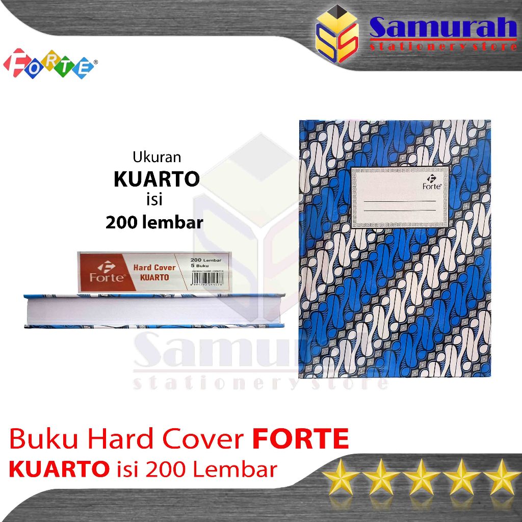 Jual Buku Hard Cover Forte Kuarto isi 200 Lembar / Buku Catatan A5 ...