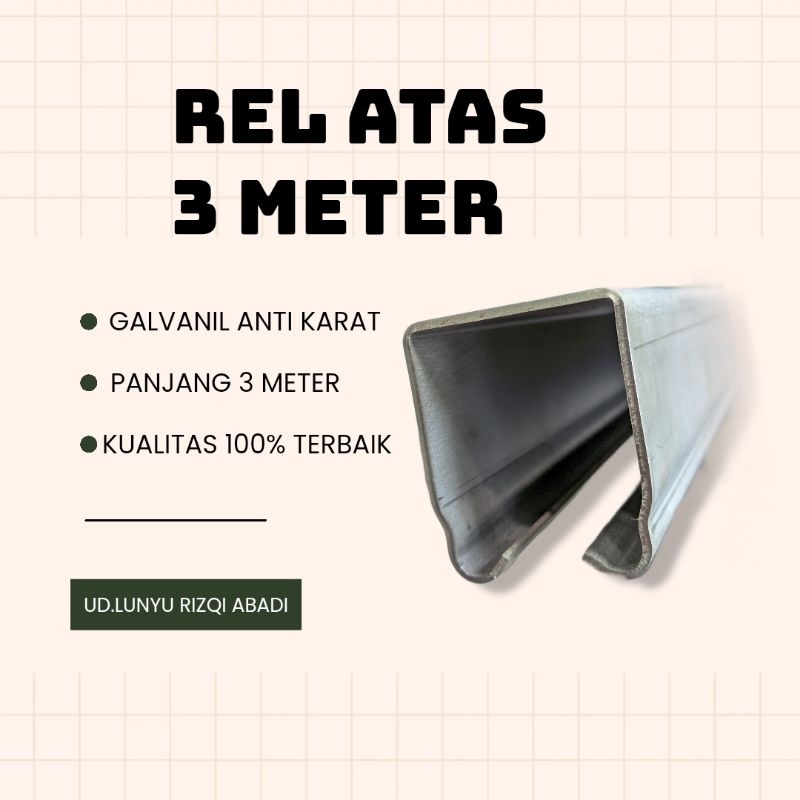 Jual Rel atas gebyog 3 Meter galvanil anti karat tebal 2,0 mm | Shopee ...
