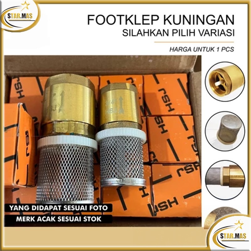Jual Foot Klep Kuningan 1/2" 3/4" 1" inch Foot Valve Tusen Klep ...