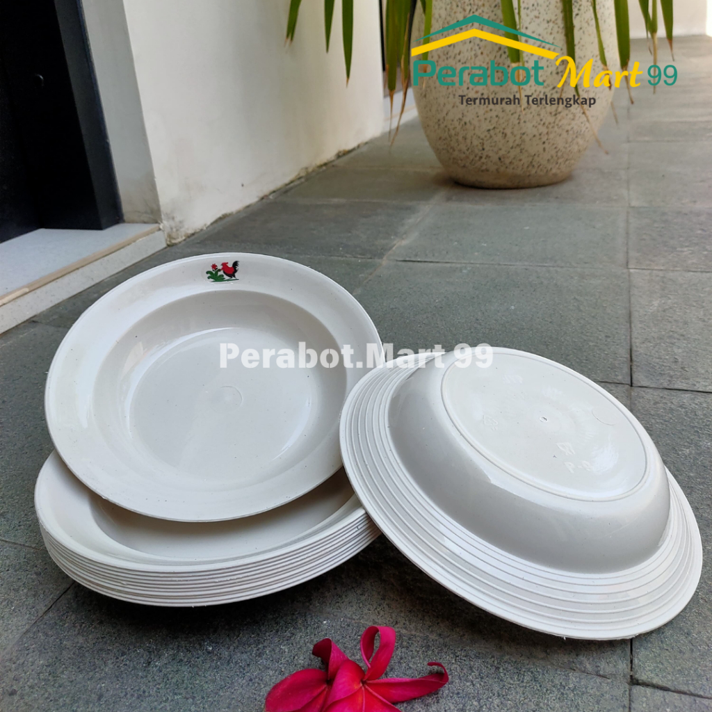 Jual (ISI 50) PIRING PLASTIK PUTIH AYAM JAGO / PIRING PLASTIK / PIRING ...