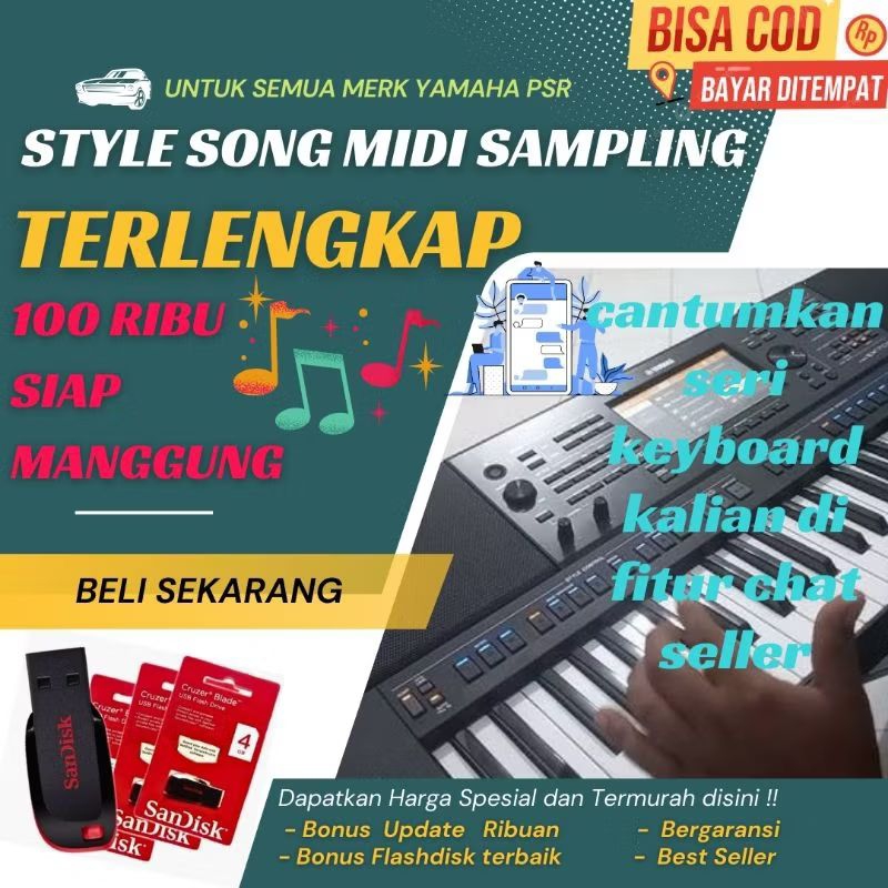 Jual Flashdisk isi Style song sampling keyboard Yamaha psr terlaris dan ...