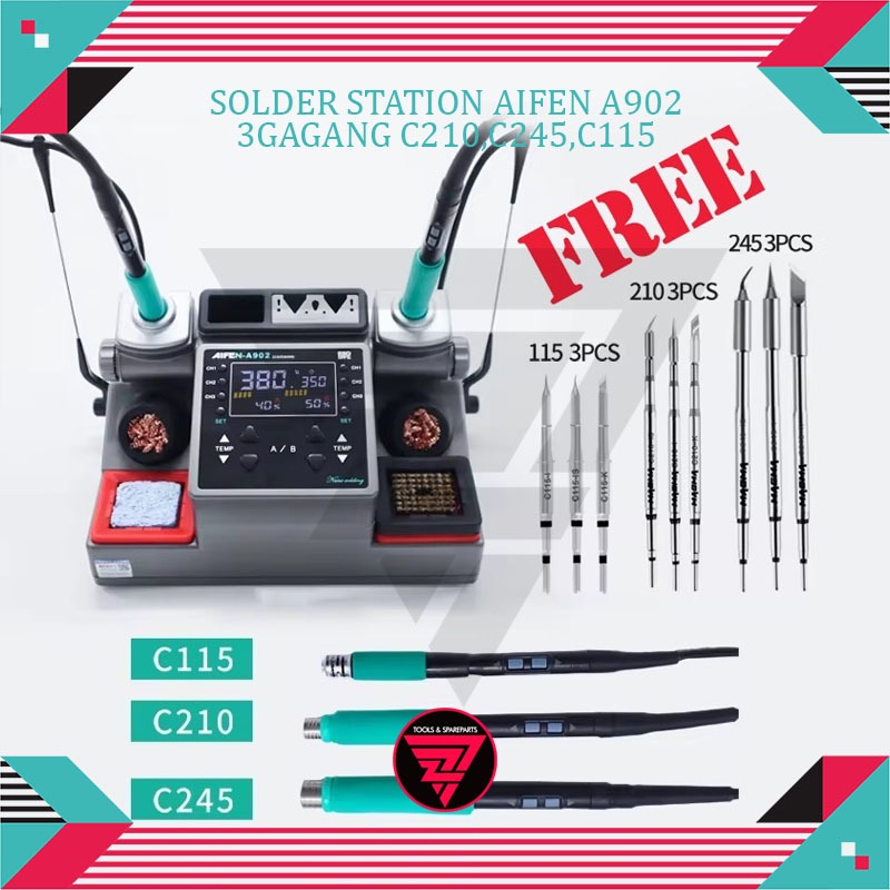 Jual Solder Station Aifen A902 3 Gagang C210+C245+C115 / Free 3 mata ...