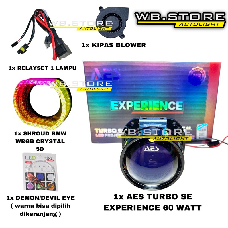 Jual COMBO PAKET HEMAT BILED AES TURBO SE EXPERIENCE 60 WATT ORIGINAL ...