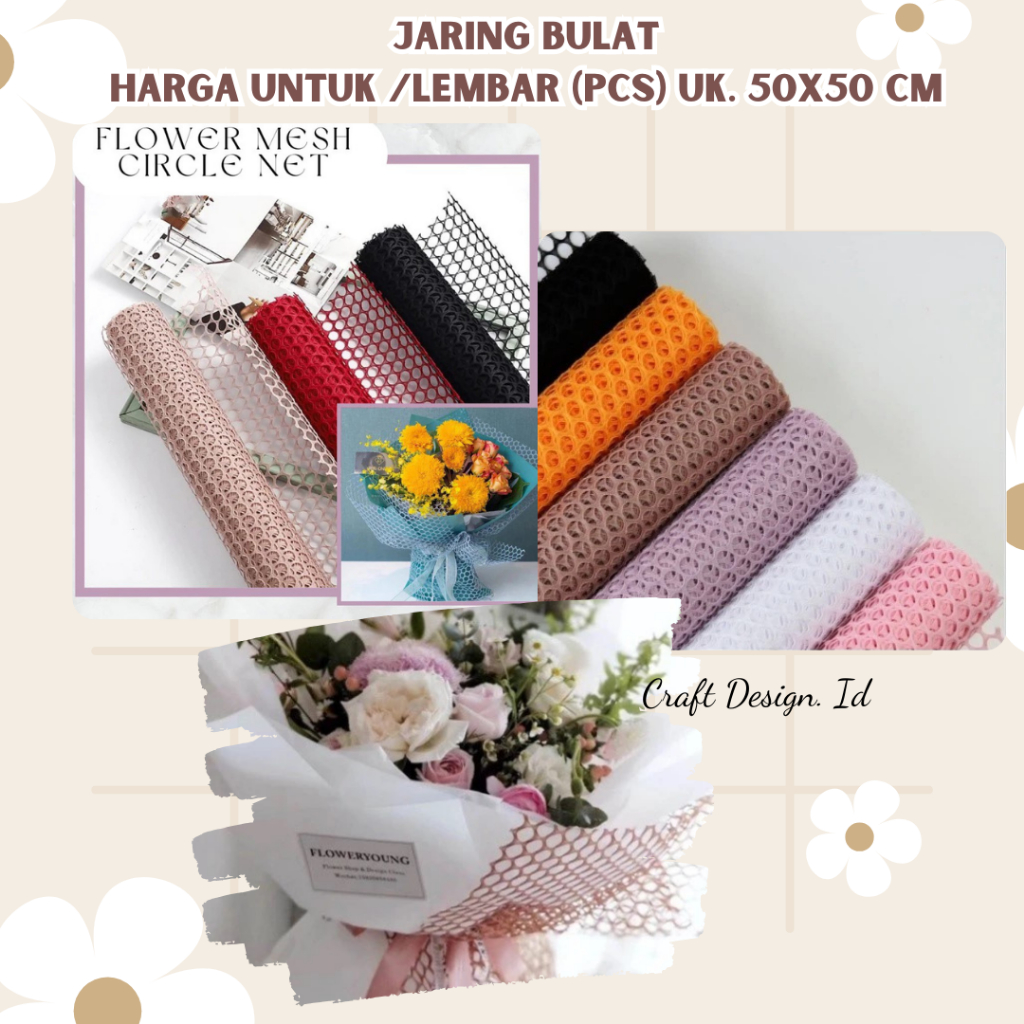 Jual Flower Mesh Circle Net /Jaring Buket Bunga 50x50 CM Harga Untuk ...