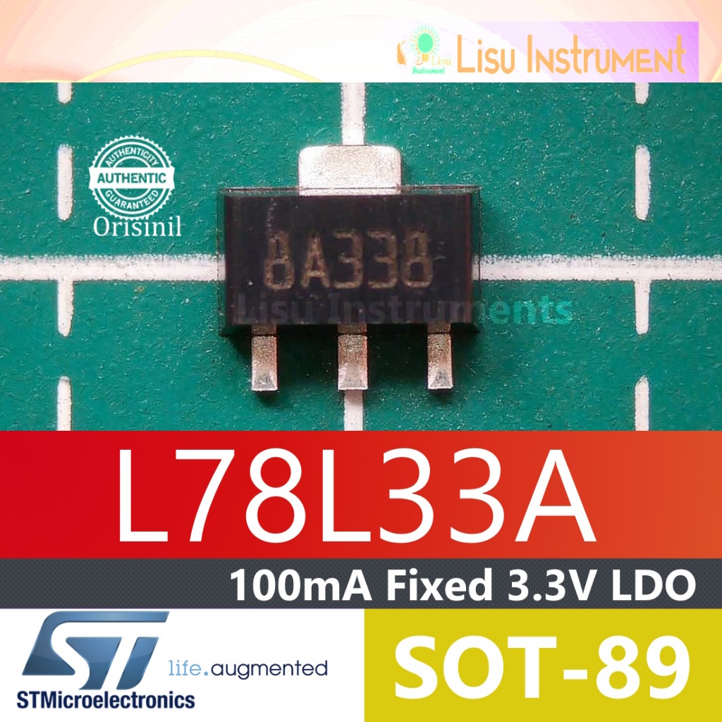 Jual L78L33 100mA Fixed 3.3V Voltage Regulator LDO 8A L78L33ACUTR SOT ...