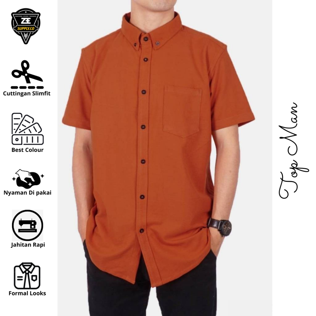Jual Kemeja Warna Teracota | Merah Bata Hem Polos Pria Lengan Panjang ...