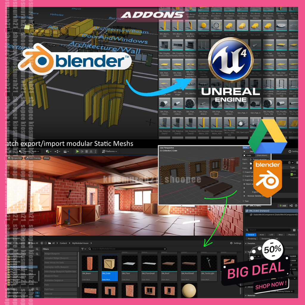 Jual Blender For Unreal Engine 3D Blender addons Plugin Terbaru ...