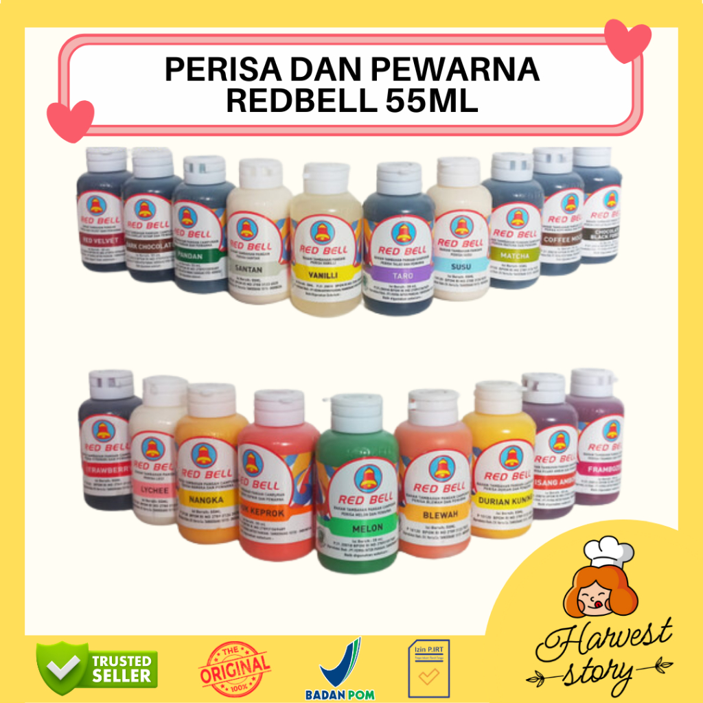 Jual RED BELL - PERASA DAN PEWARNA MAKANAN - BOTOL 55 ML | Shopee Indonesia