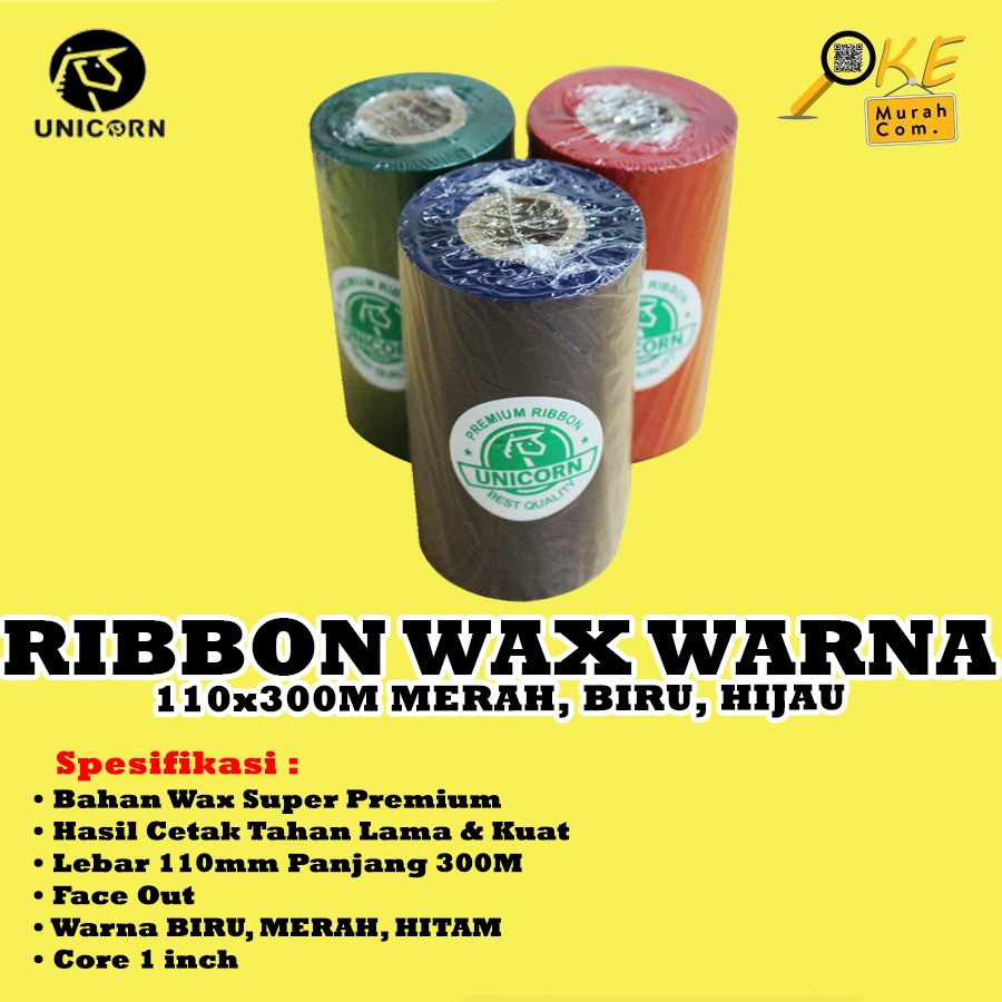 Jual Ribbon Warna Label Barcode Premium Wax Unicorn 110x300m / 110x300 ...