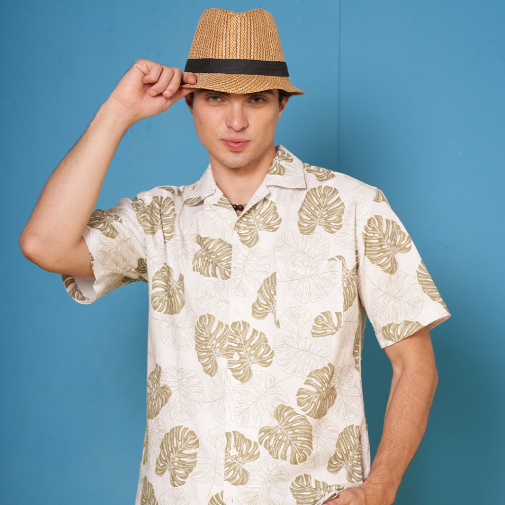 Jual Ethan White - Short Hawaiian Rouffe Leaf | Shopee Indonesia