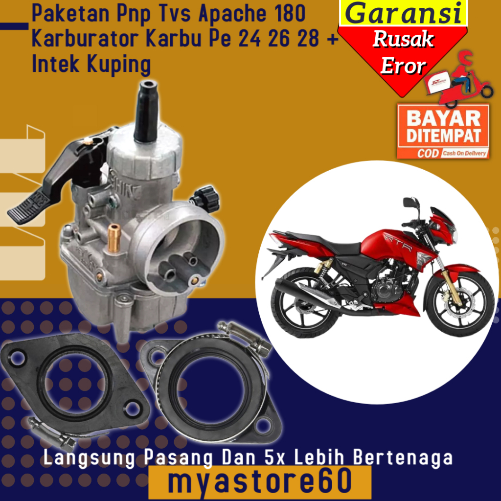 Jual Paket Tvs Apache 180 Langsung Pasang!!! Karburator Karbu KEIHIN PE 24 PE 26 PE 28 ...