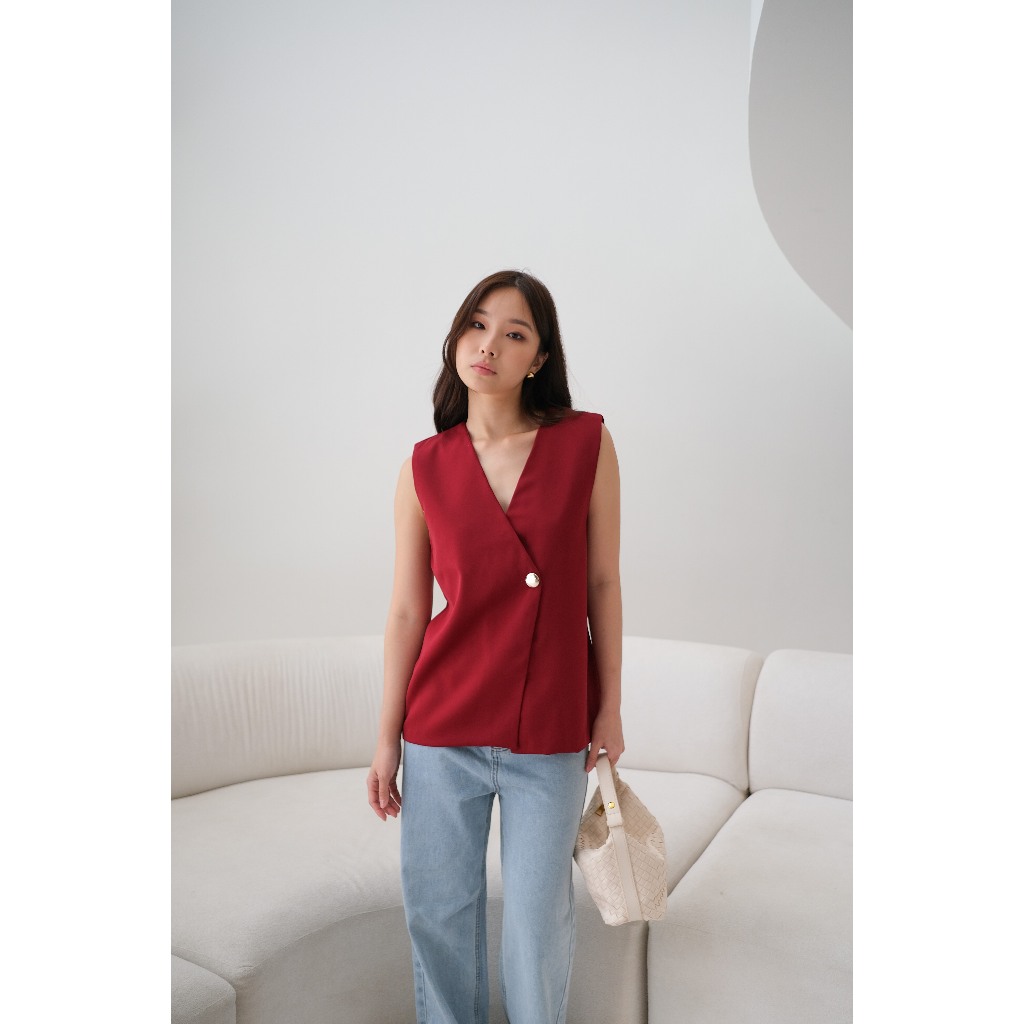 Jual Kiyorawears - Issa Button Vest Top / Atasan Vest Wanita / Blouse Casual / Atasan Wanita ...
