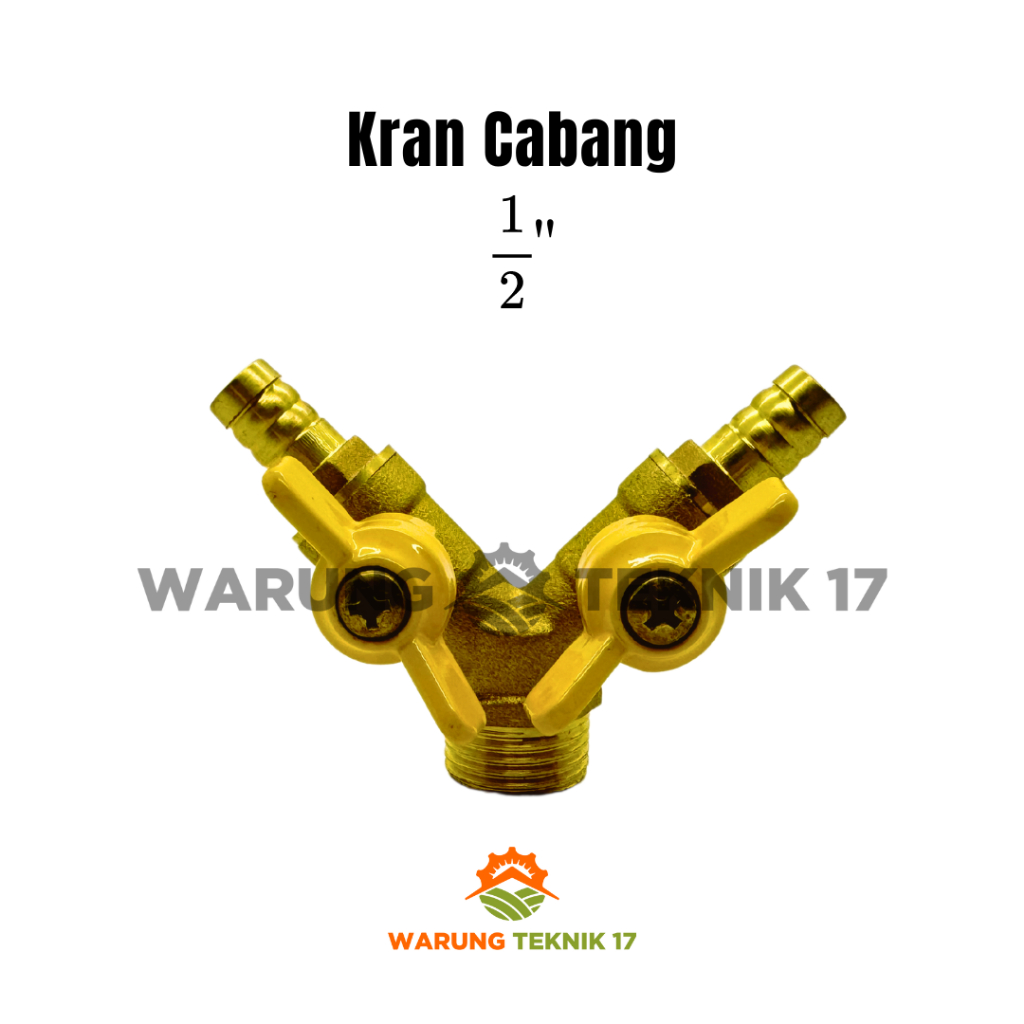 Jual Kran Cabang Drat 1/2" Dengan Stop Kran Kuningan 1/2 Inch Cabang 3 ...