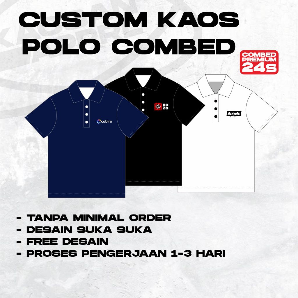 Jual Custom Kaos Polo Cotton Combed Premium 24s / Custom Kaos Kancing ...
