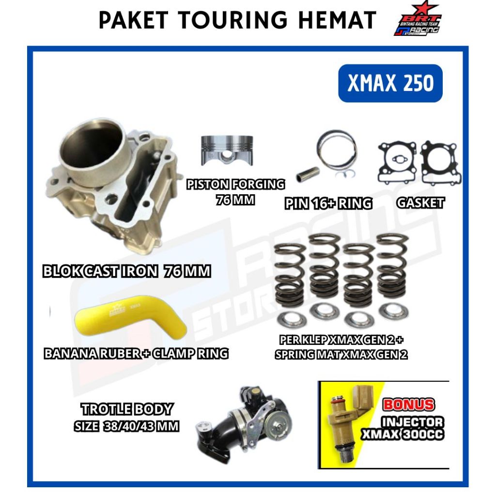 Jual Paket Bore Up XMAX 250 BRT Blok Cast Iron - Piston 76 MM - Per ...