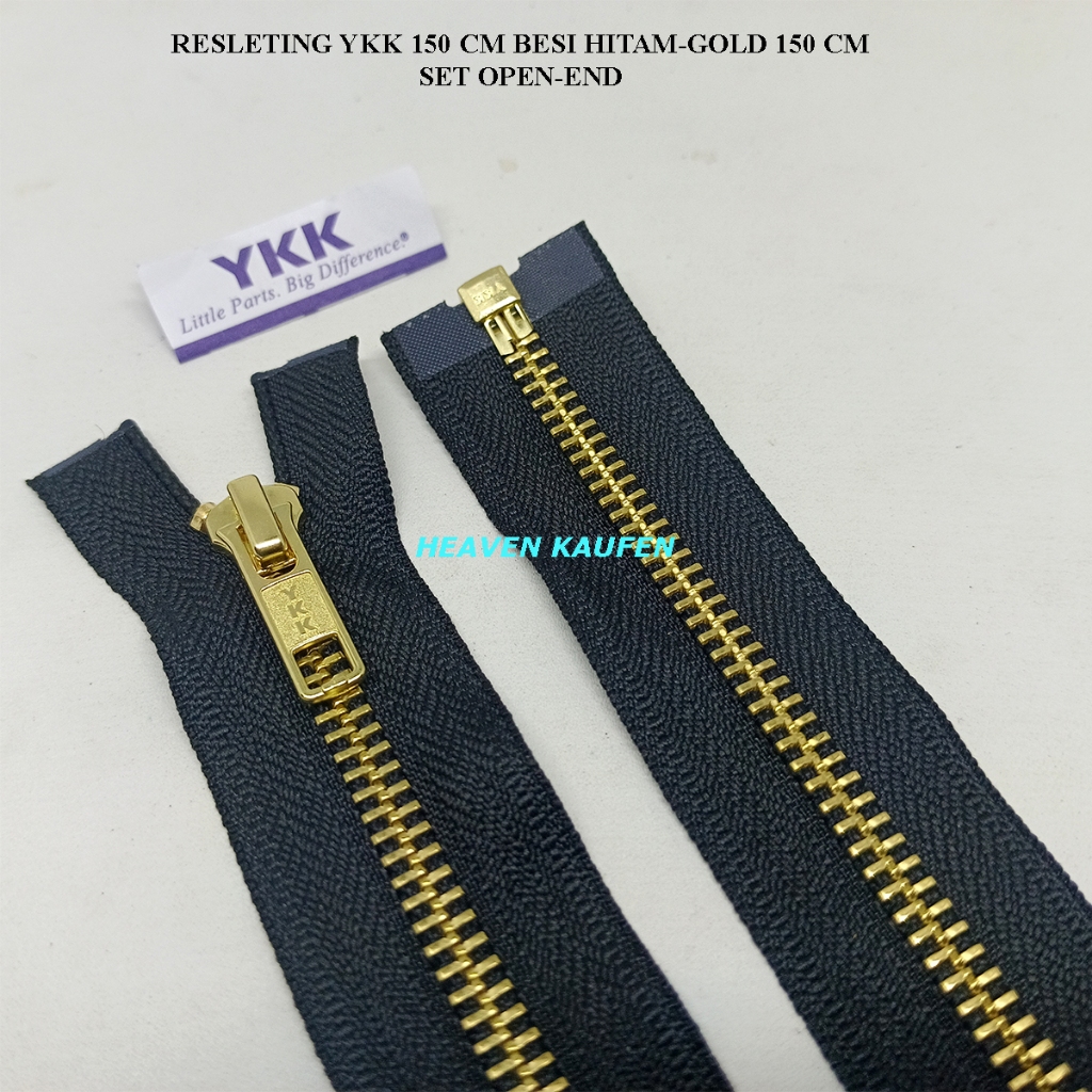 Jual Resleting Zipper Ritsleting YKK 150 cm Type Gigi Besi Hitam Gold Emas Model Set Open - End ...