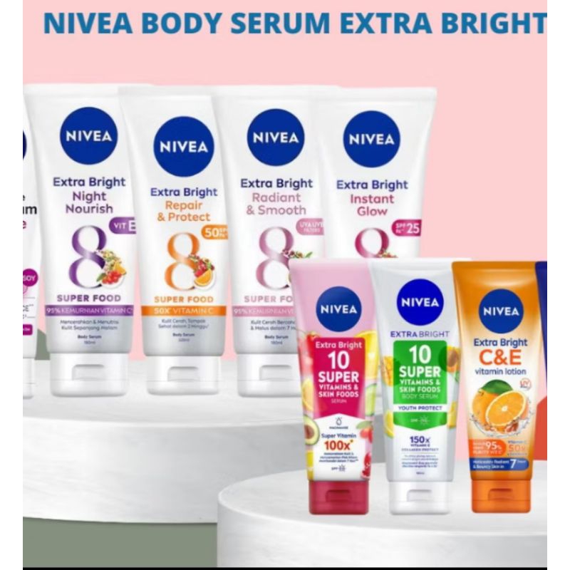 Jual Nivea Extra Bright Body Serum 10 Super Vitamins & Skin Foods 180ml ...