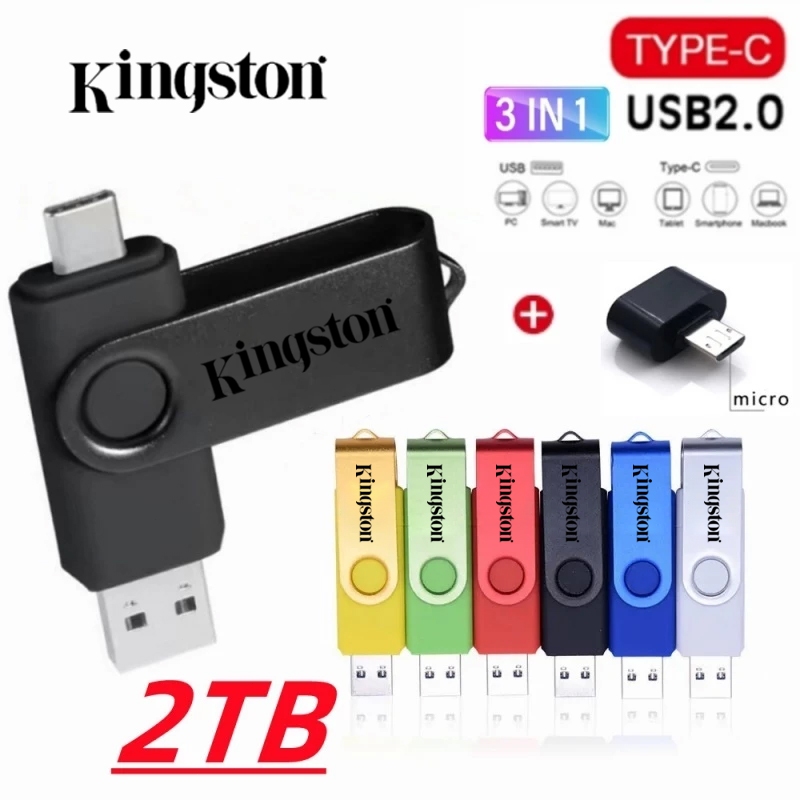 Jual 2TB 1TB flash drive 3in1 OTG free typeC- OTG USB mini flash drive ...