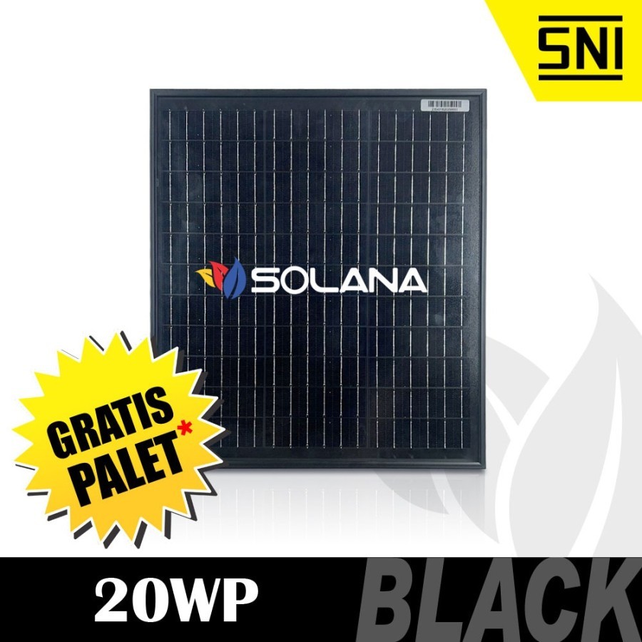Jual SOLAR PANEL SOLAR CELL PV MODUL 20WP MONOCRYSTALLINE SOLANA BLACK ...