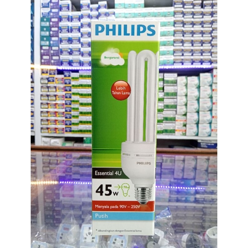 Jual LAMPU PHILIPS ESSENTIAL 45w 45 Watt 45watt Cahaya Putih | Bola Lampu Hemat Energi 4U ...