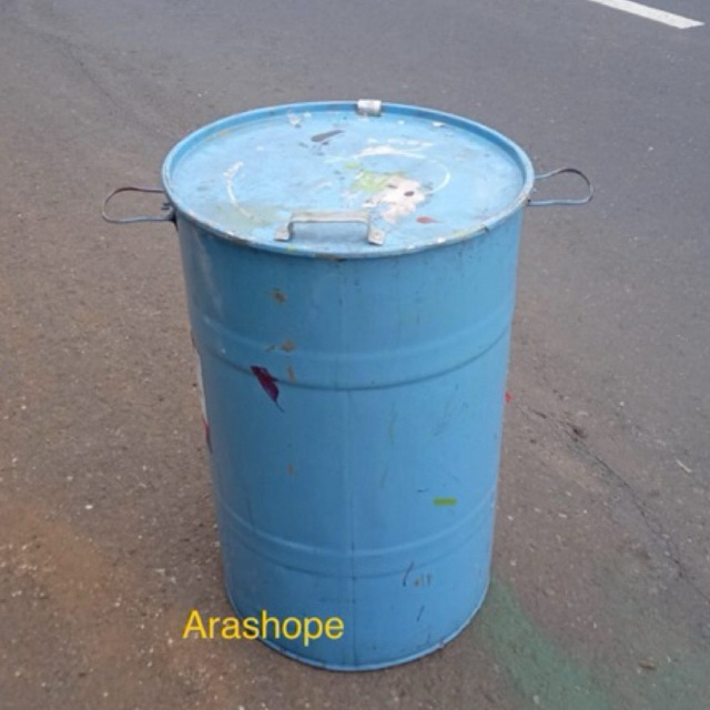 Jual tempat bakar sampah/drum besi 60 liter/tong/ember besar/pail ...