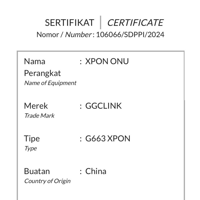 Jual ONT XPON GGCLink G663 New Baru EPON GPON ONU Bukan ZTE F663NV3A ...