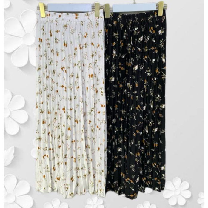 Jual Rok Plisket Bunga Rok Plisket Hyget Panjang Rok Wanita Kekinian Rok Korean Style Rok ...