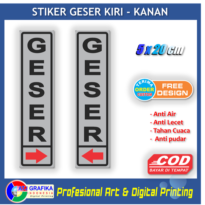 Jual Stiker geser kiri kanan petunjuk buka tutup pintu sticker pintu ...