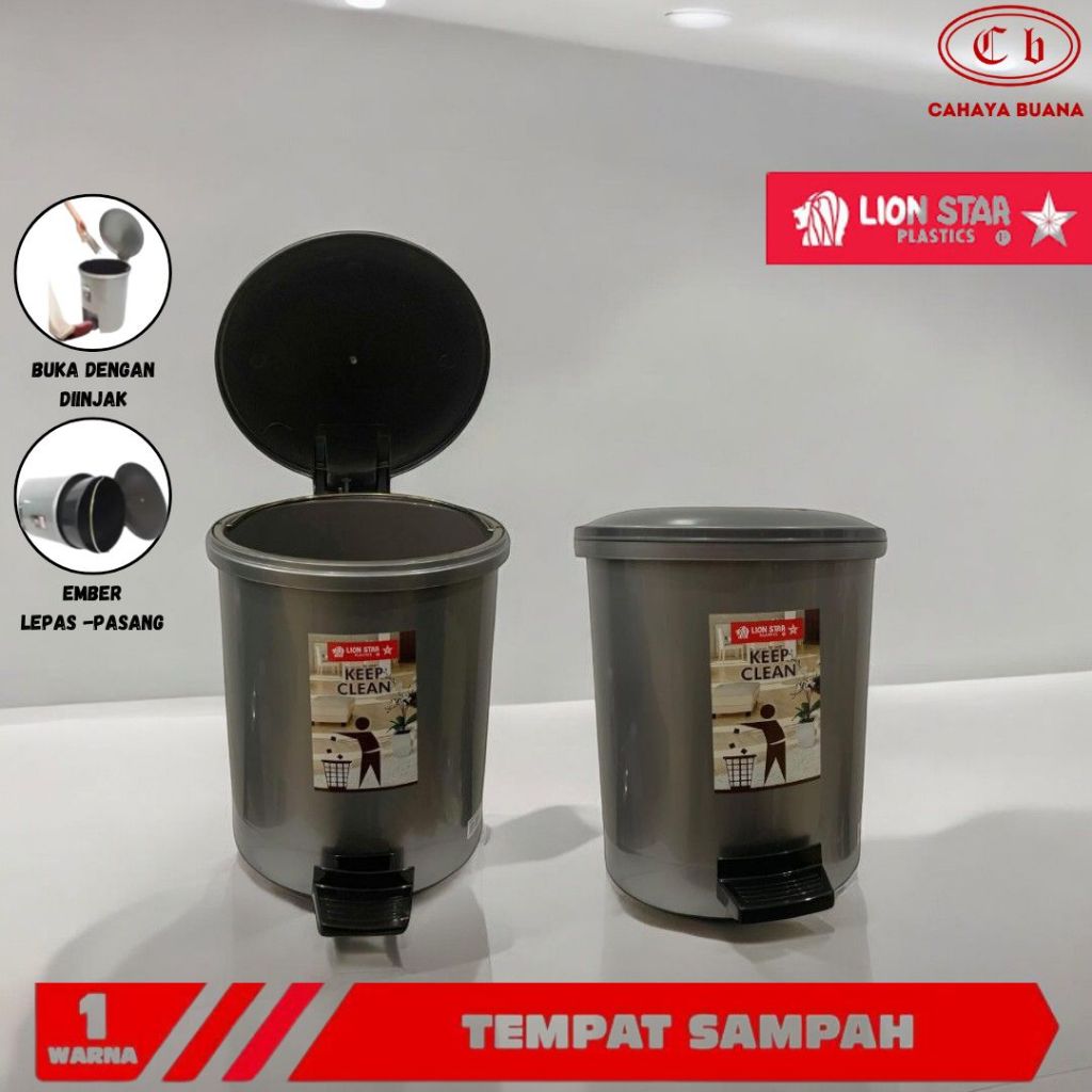 Jual Tempat Sampah Injak Bundar 5 Liter Lion Star Kotak Sampah Plastik Round Step on Dustbin C ...