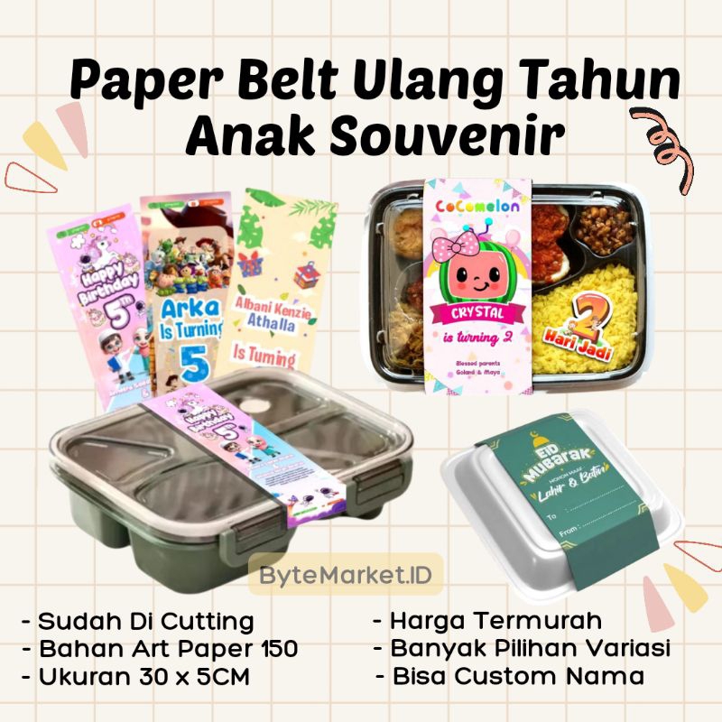Jual Paper Belt Ulang Tahun Anak Souvenir Bento Custom/ Label Bento ...