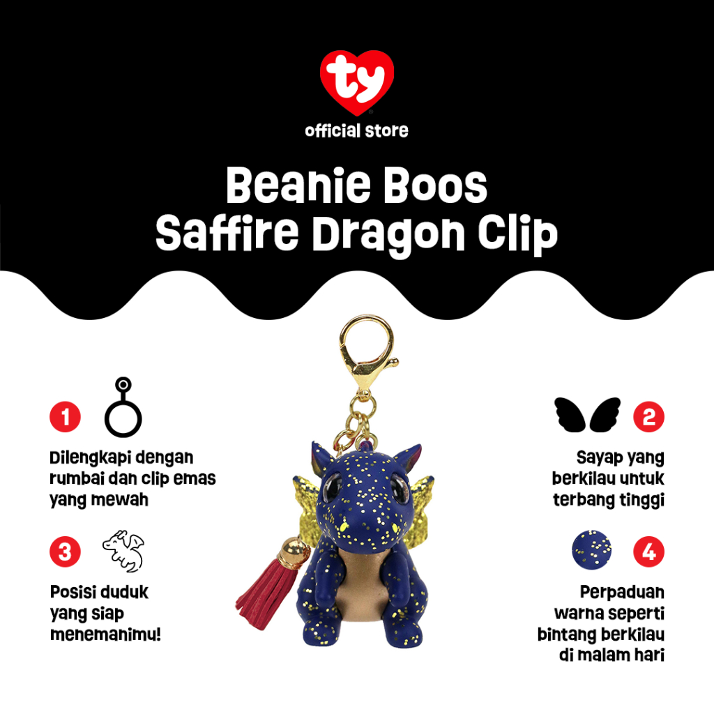 Jual TY Mini Boos Keychain Saffire Dragon - Gantungan Kunci Boneka Naga ...