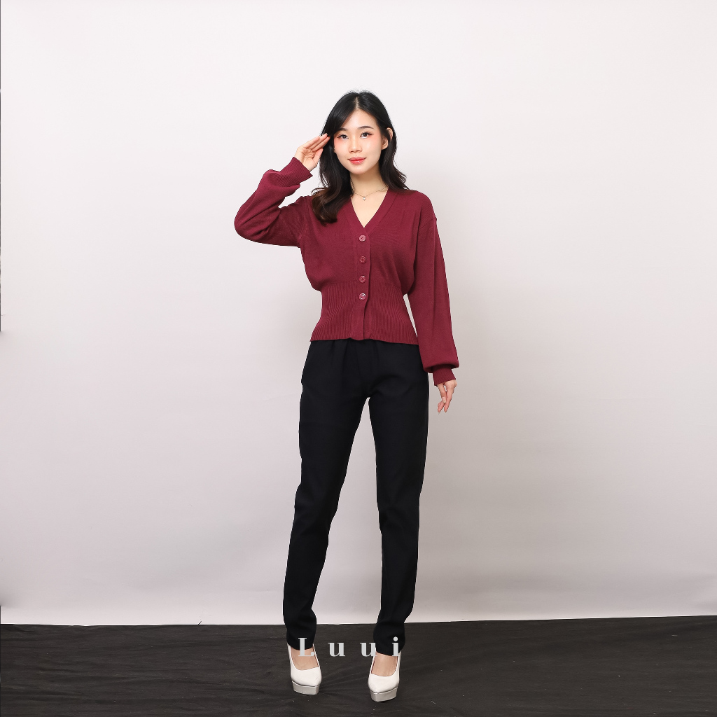 Jual LUUI Hae In Cardigan Rajut Atasan Wanita Lengan Panjang Bahan ...