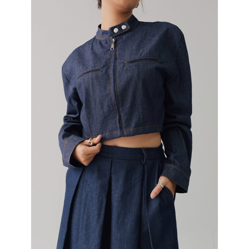 Jual PUFF IT UP - Reene Cropped Denim / Cropped Denim Jacket / Jaket ...